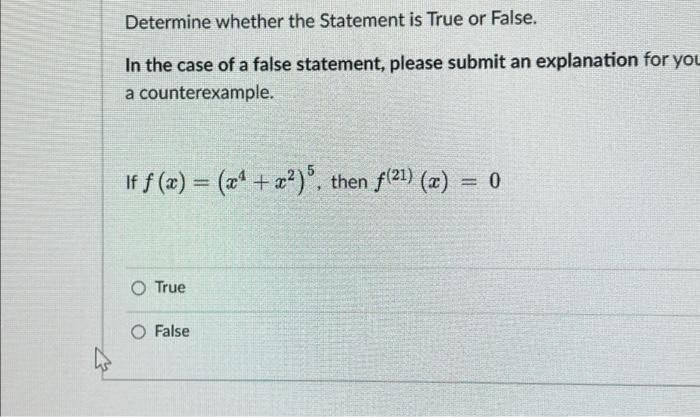 Solved Determine whether the Statement is True or False. In | Chegg.com