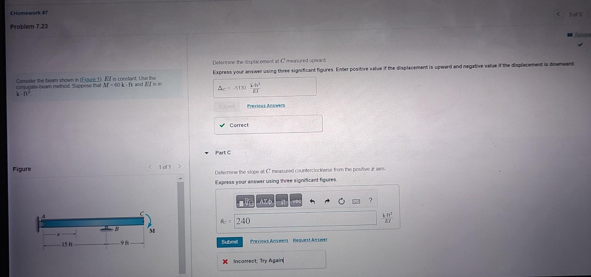 Solved Determine the displacement at C measured upward | Chegg.com