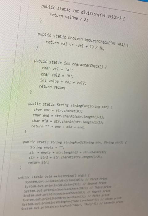 Solved public static int division(int valone) { return | Chegg.com