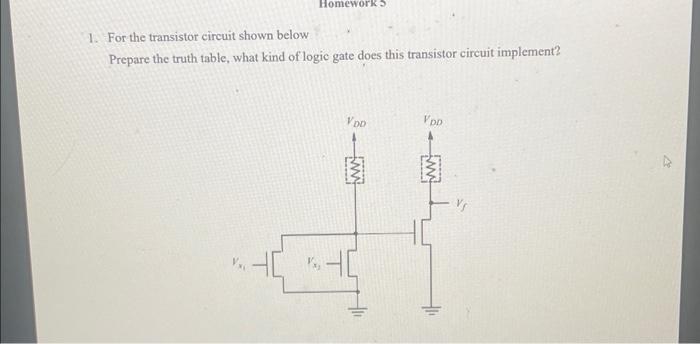 Solved Homework 3 1. For the transistor circuit shown below | Chegg.com
