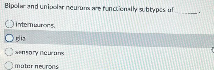Solved Bipolar and unipolar neurons are functionally | Chegg.com