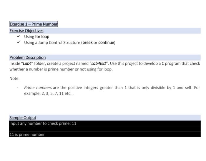 Solved Exercise 1 - Prime Number Exercise Objectives Using | Chegg.com