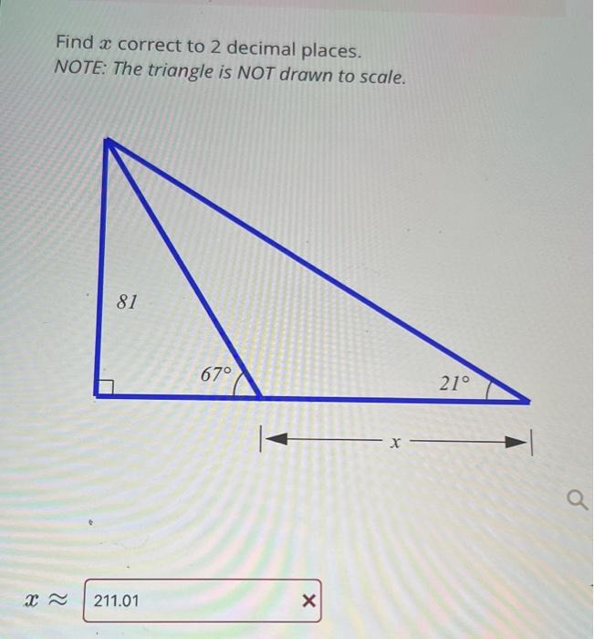 Solved Find x correct to 2 decimal places. NOTE: The | Chegg.com