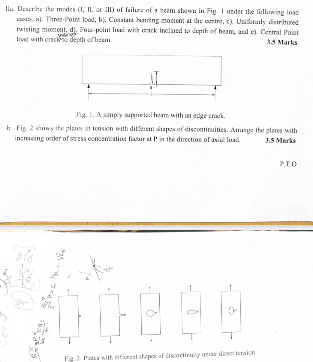 Ila. Describe the modes (I, ﻿II, ﻿or III) ﻿of failure | Chegg.com