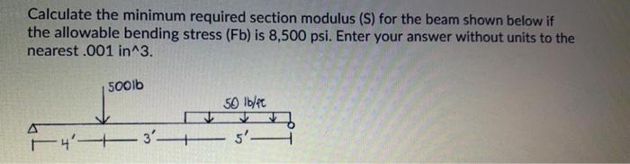 Solved Calculate the minimum required section modulus (S) | Chegg.com