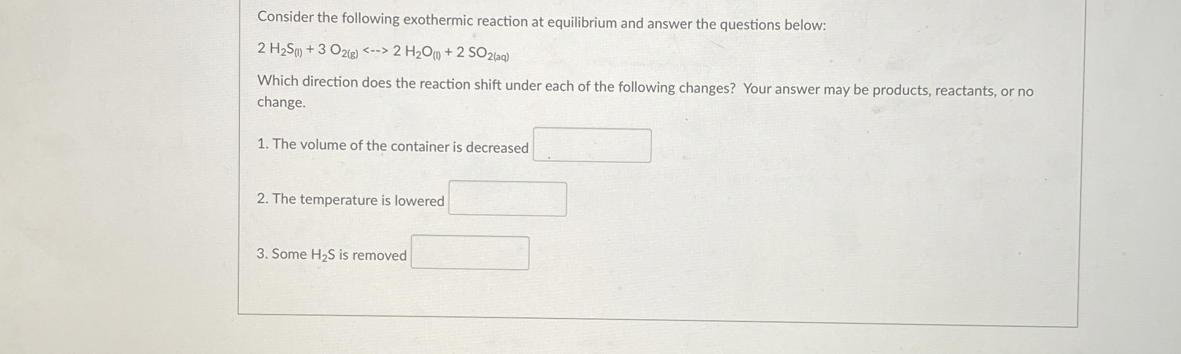 Solved Consider the following exothermic reaction at | Chegg.com