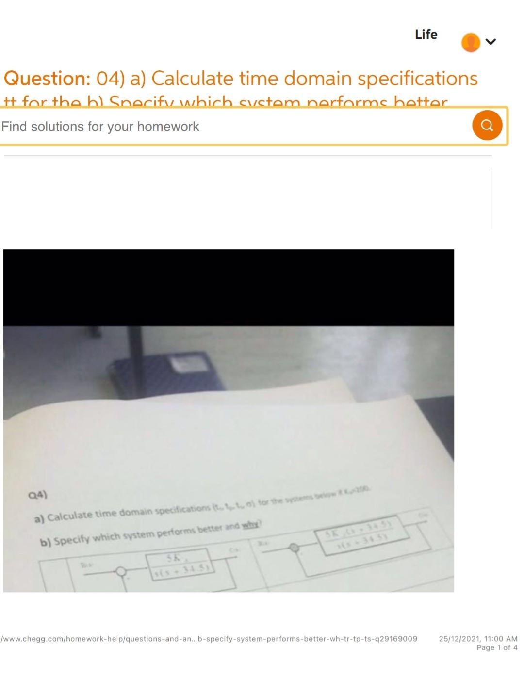 Solved Life Question: 04) a) Calculate time domain | Chegg.com