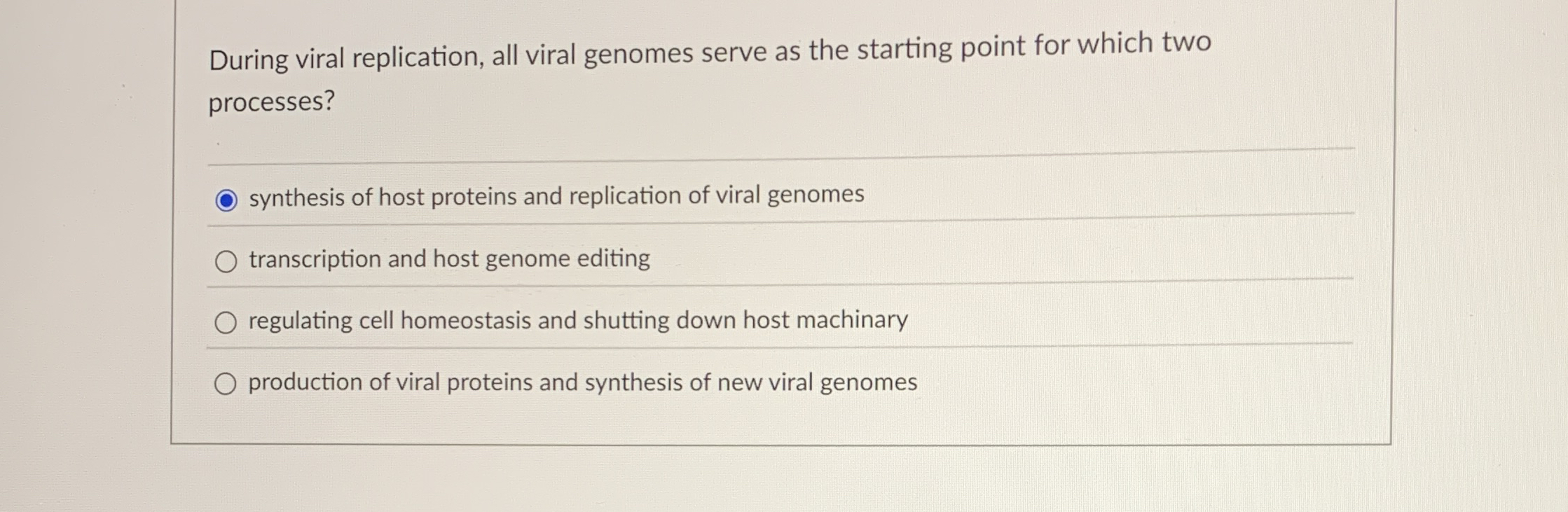 Solved During viral replication, all viral genomes serve as | Chegg.com