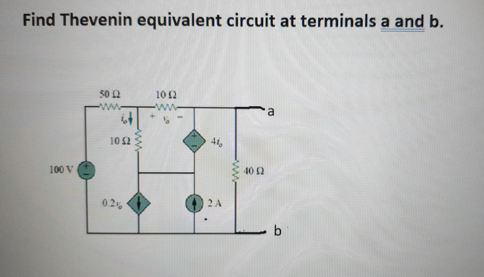 Solved Find Thevenin equivalent circuit at terminals a and | Chegg.com