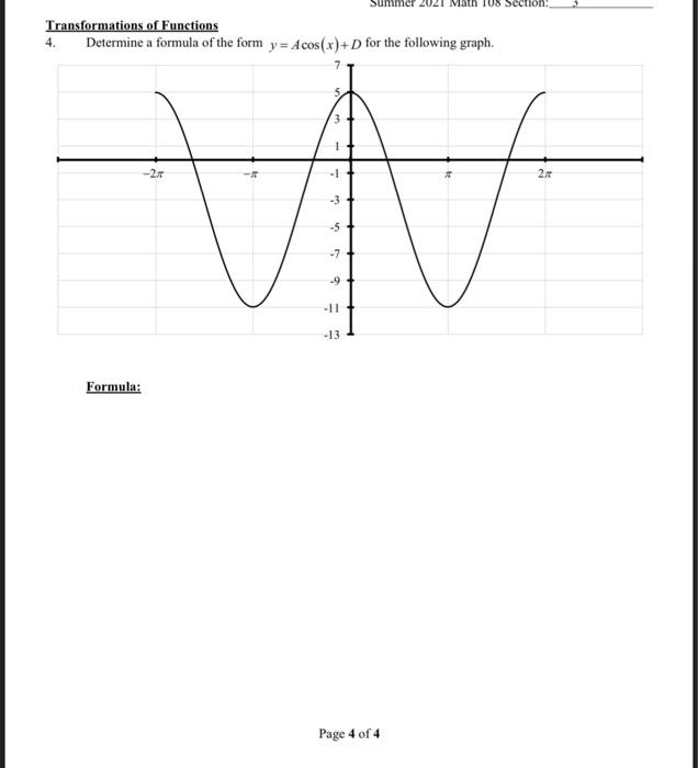 Solved Transformations of Functions 4. Determine a formula | Chegg.com