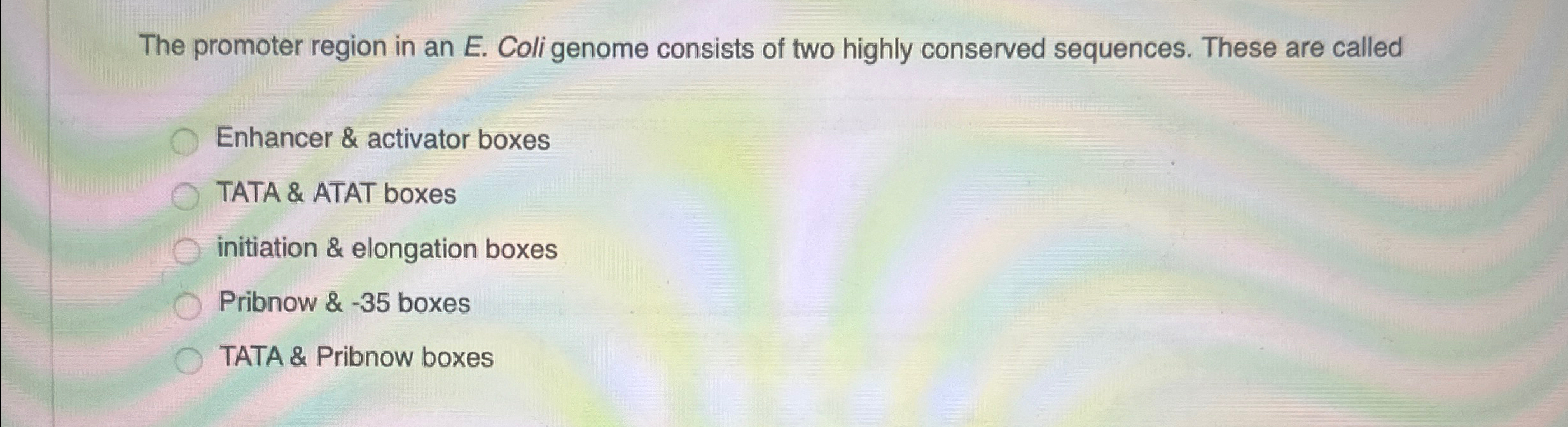 Solved The promoter region in an E. ﻿Coli genome consists of | Chegg.com