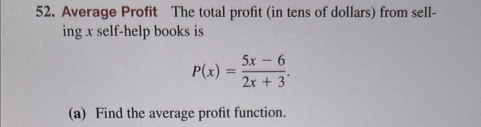 Solved Average Profit The total profit (in tens of dollars) | Chegg.com