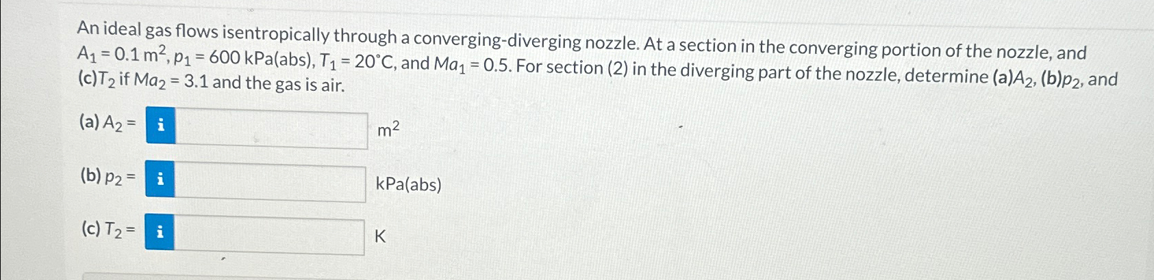 Solved An ideal gas flows isentropically through a | Chegg.com