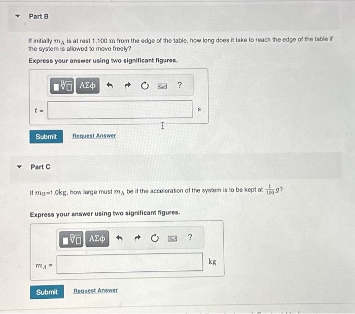 Solved Mass mA rests on a smooth horizontal surtace, mB | Chegg.com