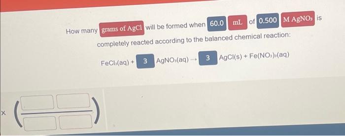 Solved FeCl3(aq)+AgNO3(aq)→AgCl(s)+Fe(NO3)3(aq) | Chegg.com