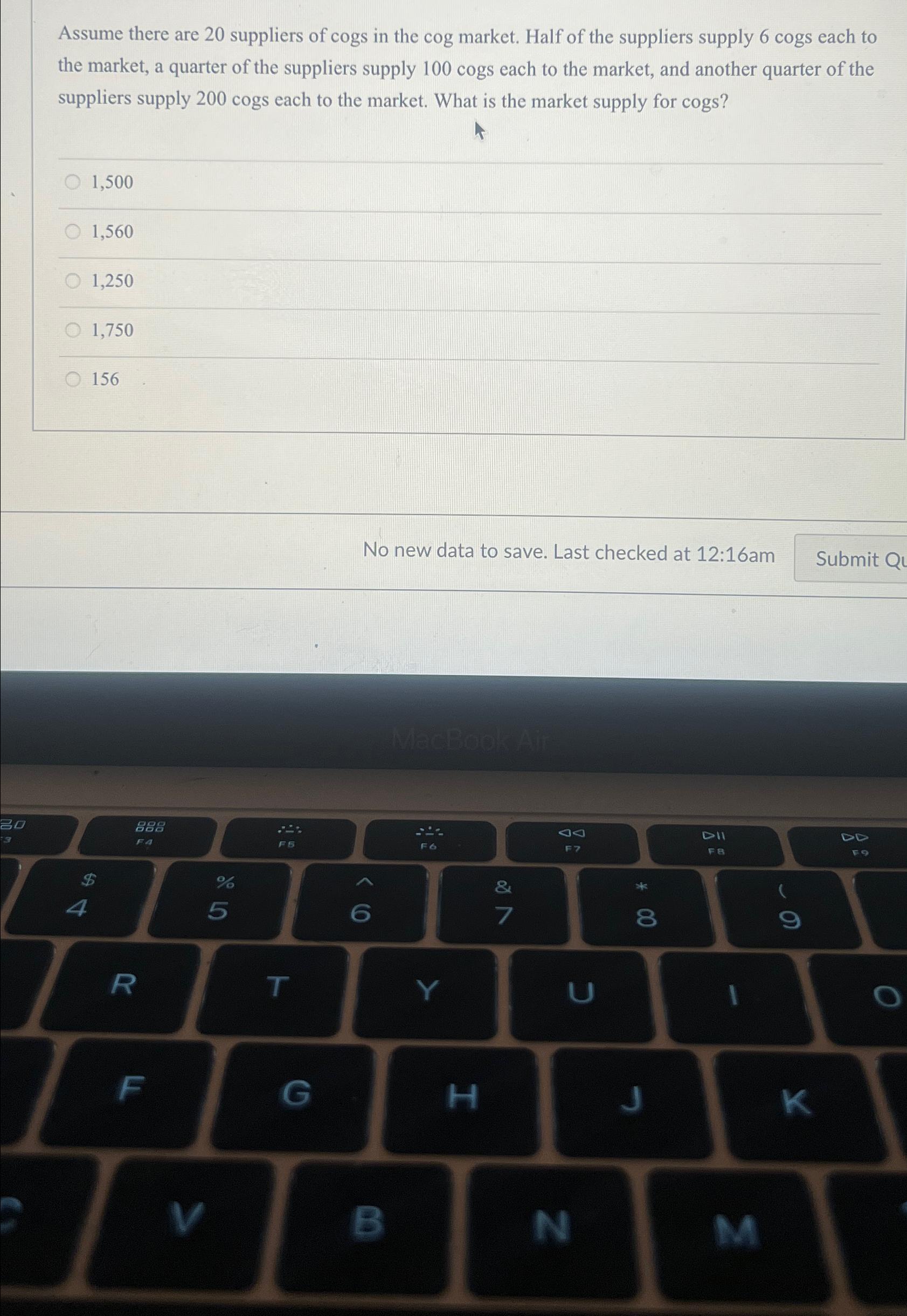 Solved Assume there are 20 ﻿suppliers of cogs in the cog | Chegg.com