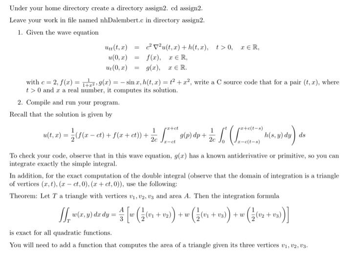 Solved Under your home directory create a directory assign2. | Chegg.com