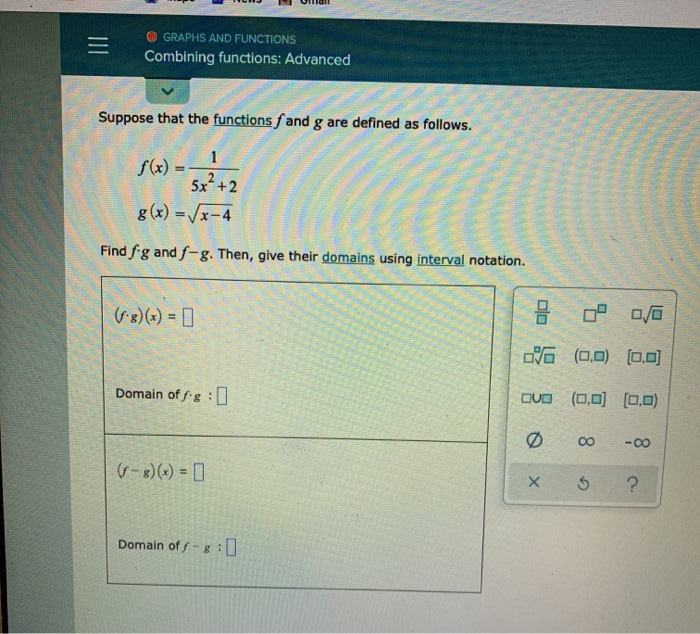Solved Graphs And Functions Combining Functions Advanced 9197