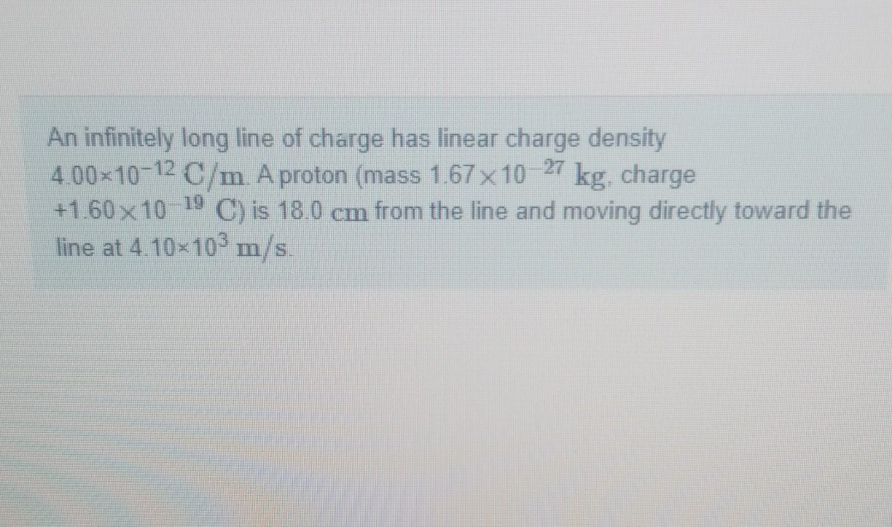 Solved An infinitely long line of charge has linear charge | Chegg.com