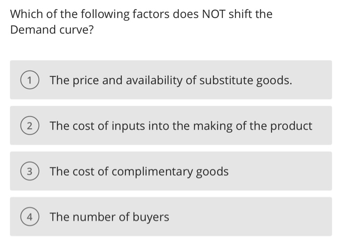 Solved Which of the following factors does NOT shift the | Chegg.com