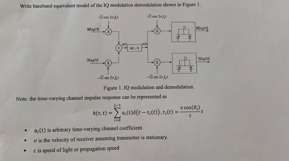 Solved Write baseband equivalent model of the IQ modulation | Chegg.com