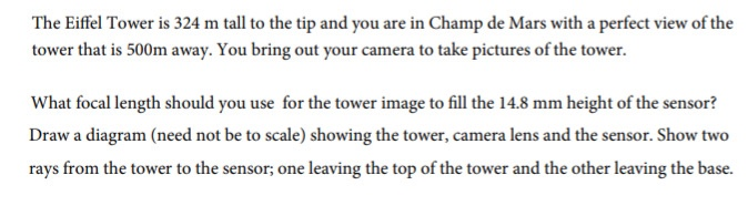 Solved The Eiffel Tower is 324 m tall to the tip and you are | Chegg.com