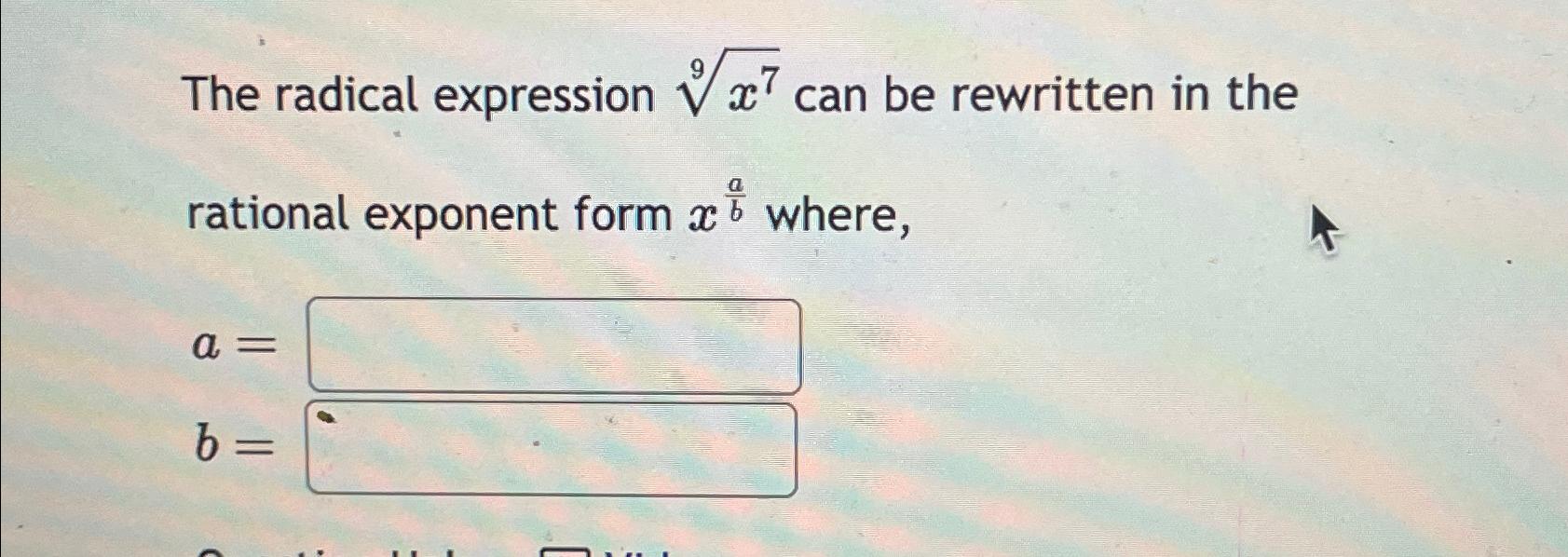Solved The radical expression x79 ﻿can be rewritten in the | Chegg.com