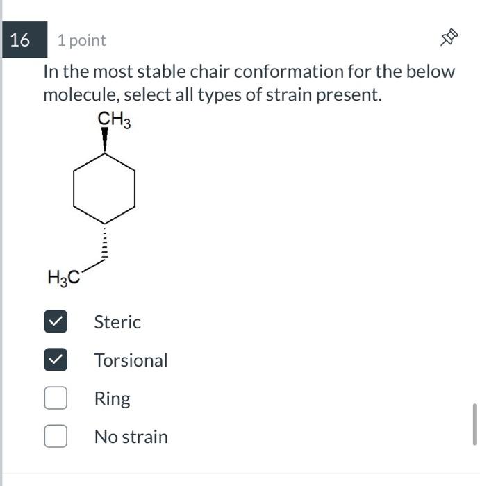 Solved 16 1 point In the most stable chair conformation for | Chegg.com