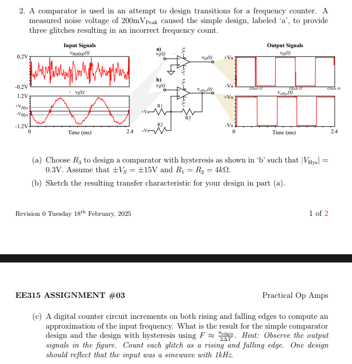 Solved A comparator is ﻿used in an ﻿attempt to ﻿design | Chegg.com