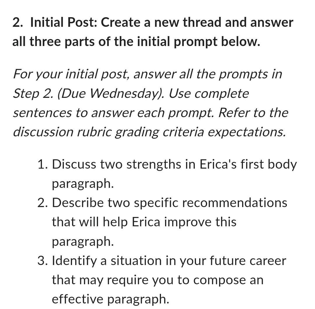 Solved Initial Post: Create a new thread and answer all | Chegg.com