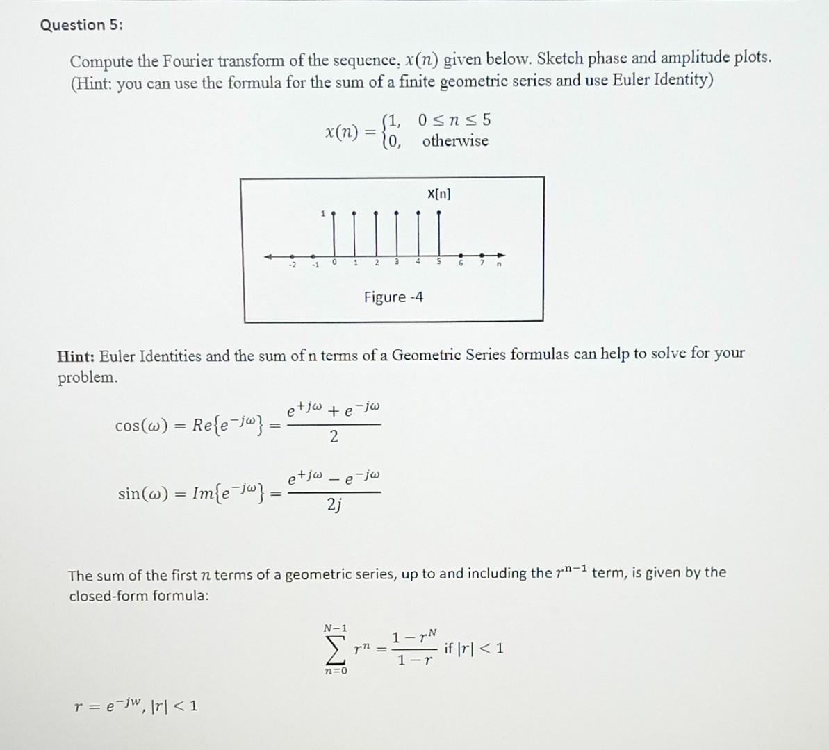 Solved Compute the Fourier transform of the sequence, x(n) | Chegg.com
