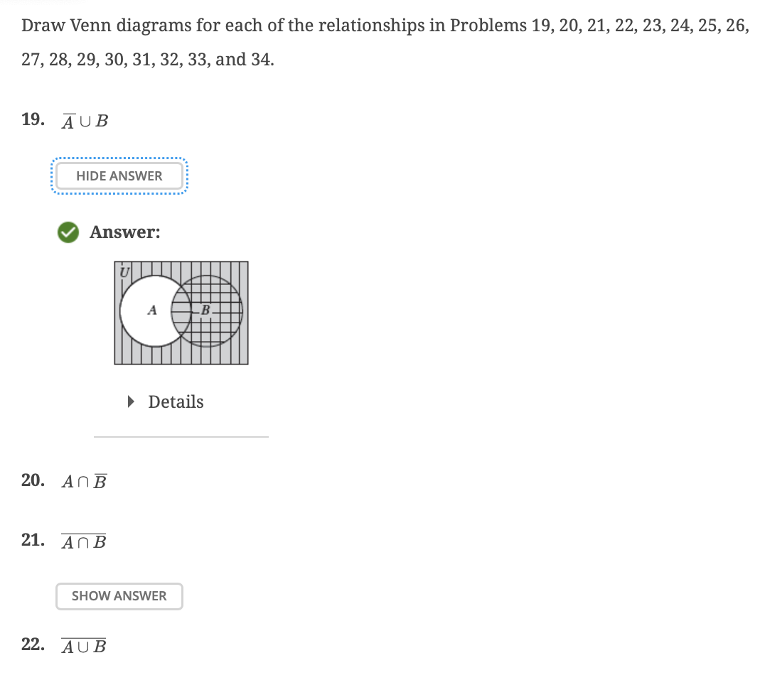 Solved Draw Venn diagrams for each of the relationships | Chegg.com