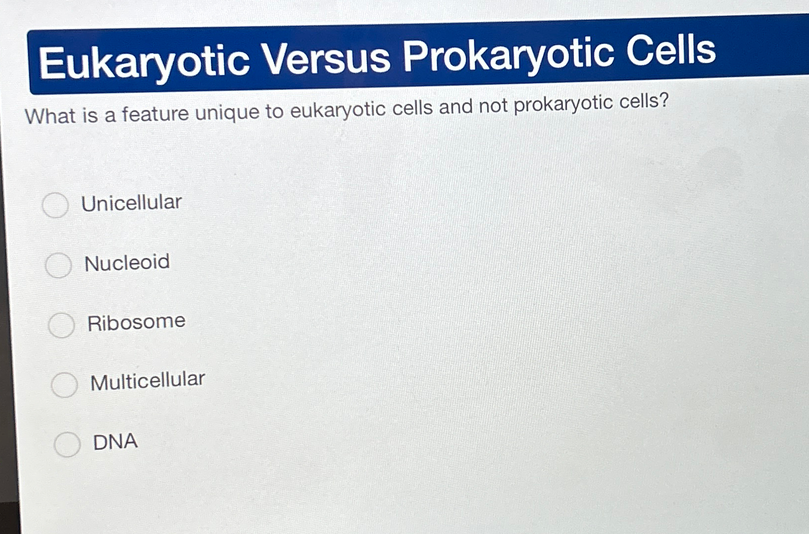 Solved Eukaryotic Versus Prokaryotic CellsWhat is a feature | Chegg.com