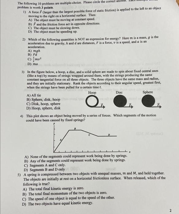 Solved The following 10 problems are multiple-choice. Please | Chegg.com