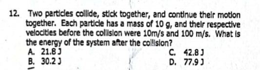 Solved Two particles collide, stick together, and continue | Chegg.com