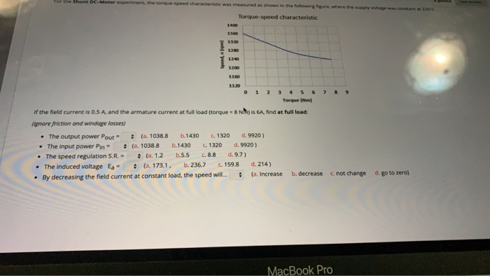 Solved For the hunt bc-Meter experiment, the torque-speed | Chegg.com