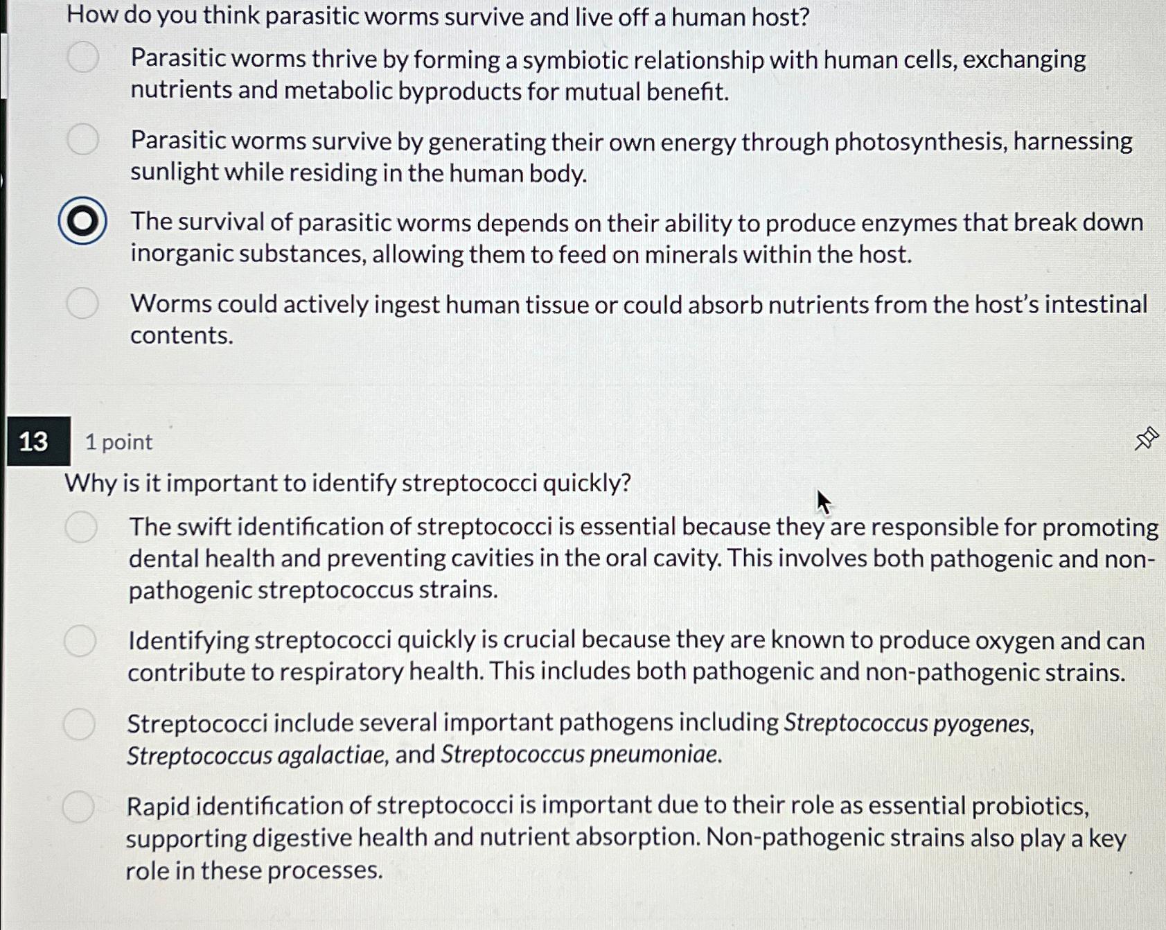 Solved How do you think parasitic worms survive and live off | Chegg.com