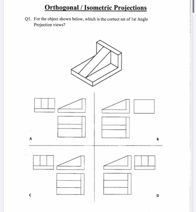 Solved Orthogonal / Isometric Projections QI. For the object | Chegg.com