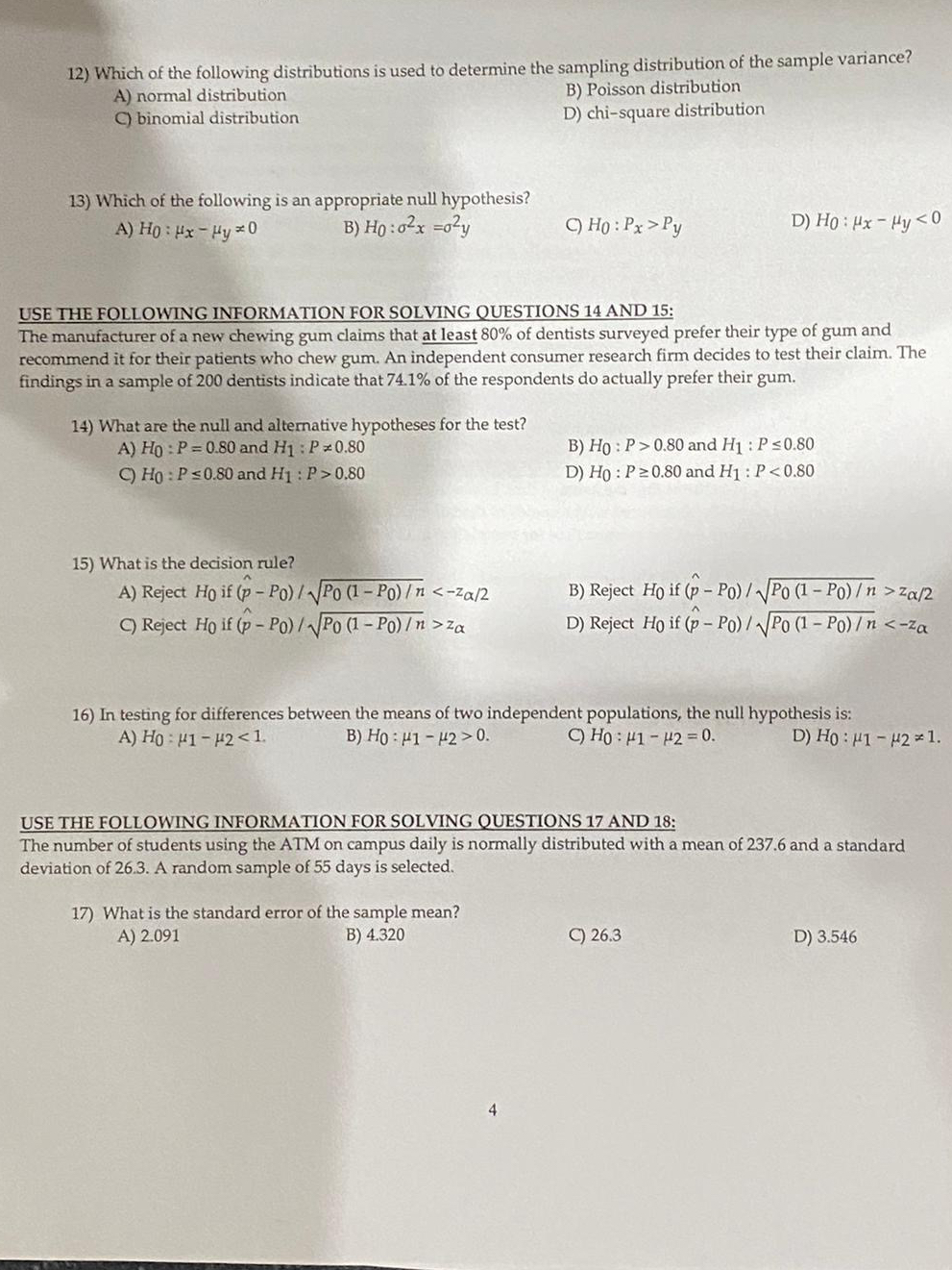Which of the following distributions is used to | Chegg.com