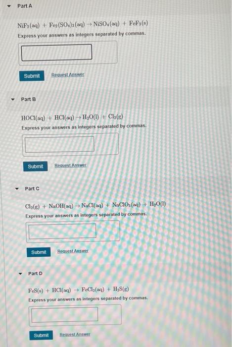 Solved NiF2(aq)+Fe2(SO4)3(aq)→NiSO4(aq)+FeF3( s) Express | Chegg.com