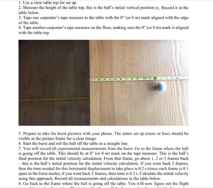 Solved Data Table 1 (Part 1, horizontal launch \& increasing | Chegg.com