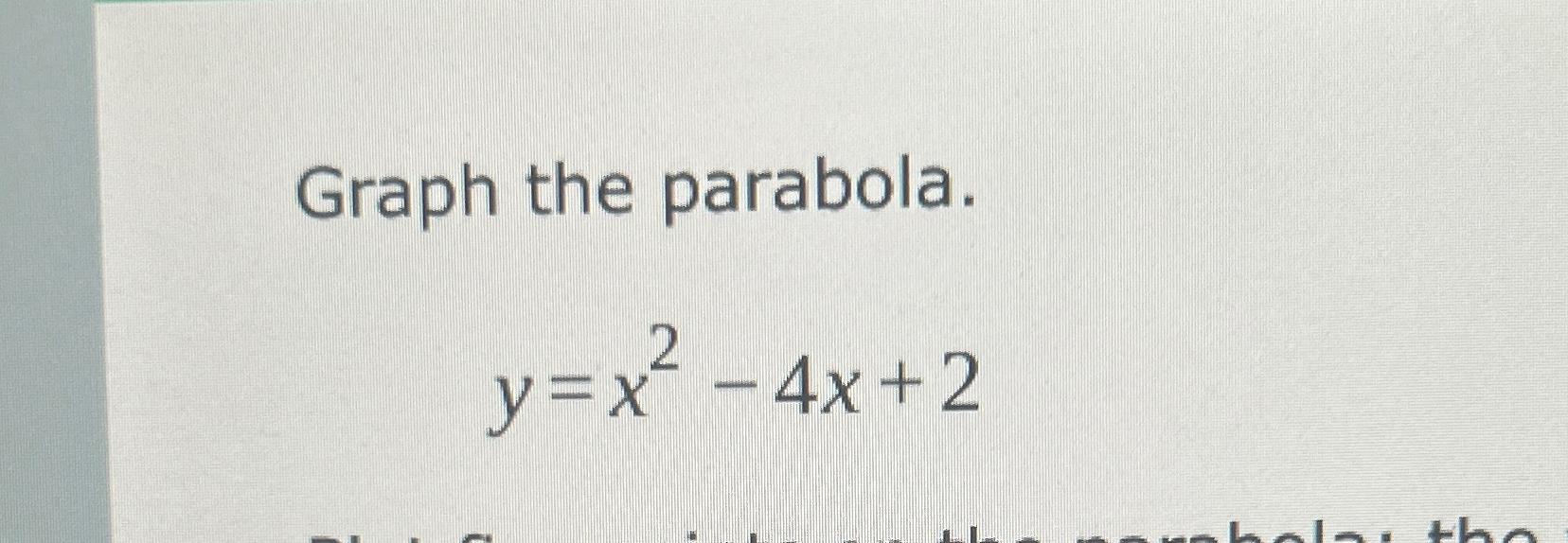 Solved Graph the parabola.y=x2-4x+2 | Chegg.com