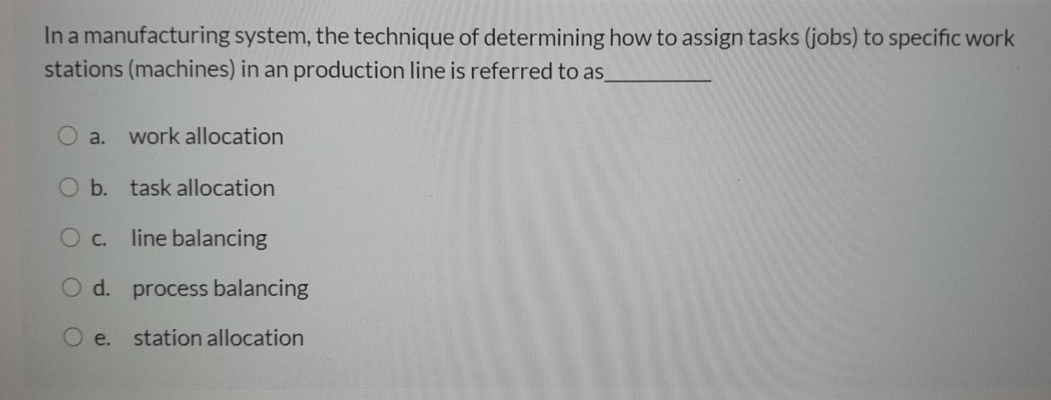 Solved In a manufacturing system, the technique of | Chegg.com