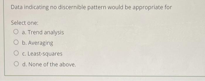 Solved Data indicating no discernible pattern would be | Chegg.com