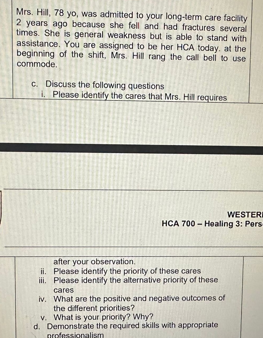 Solved Mrs. ﻿Hill, 78 ﻿yo, ﻿was admitted to your long-term | Chegg.com