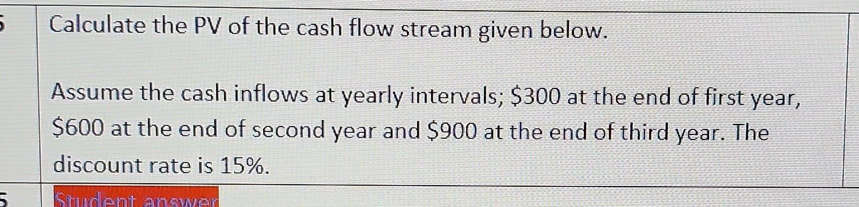 Solved Calculate the PV of the cash flow stream given below. | Chegg.com