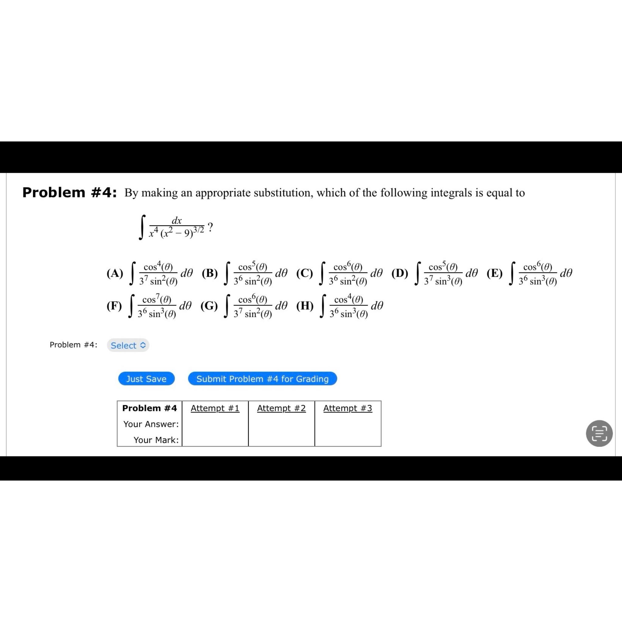 Solved Problem #4: By making an appropriate substitution, | Chegg.com
