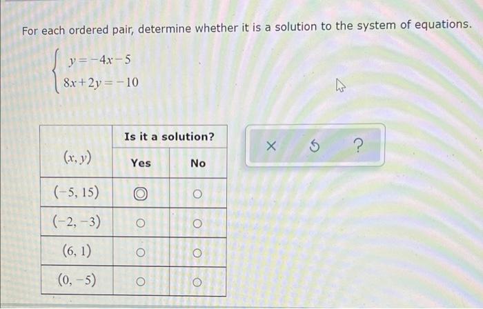 Solved For each ordered pair, determine whether it is a | Chegg.com