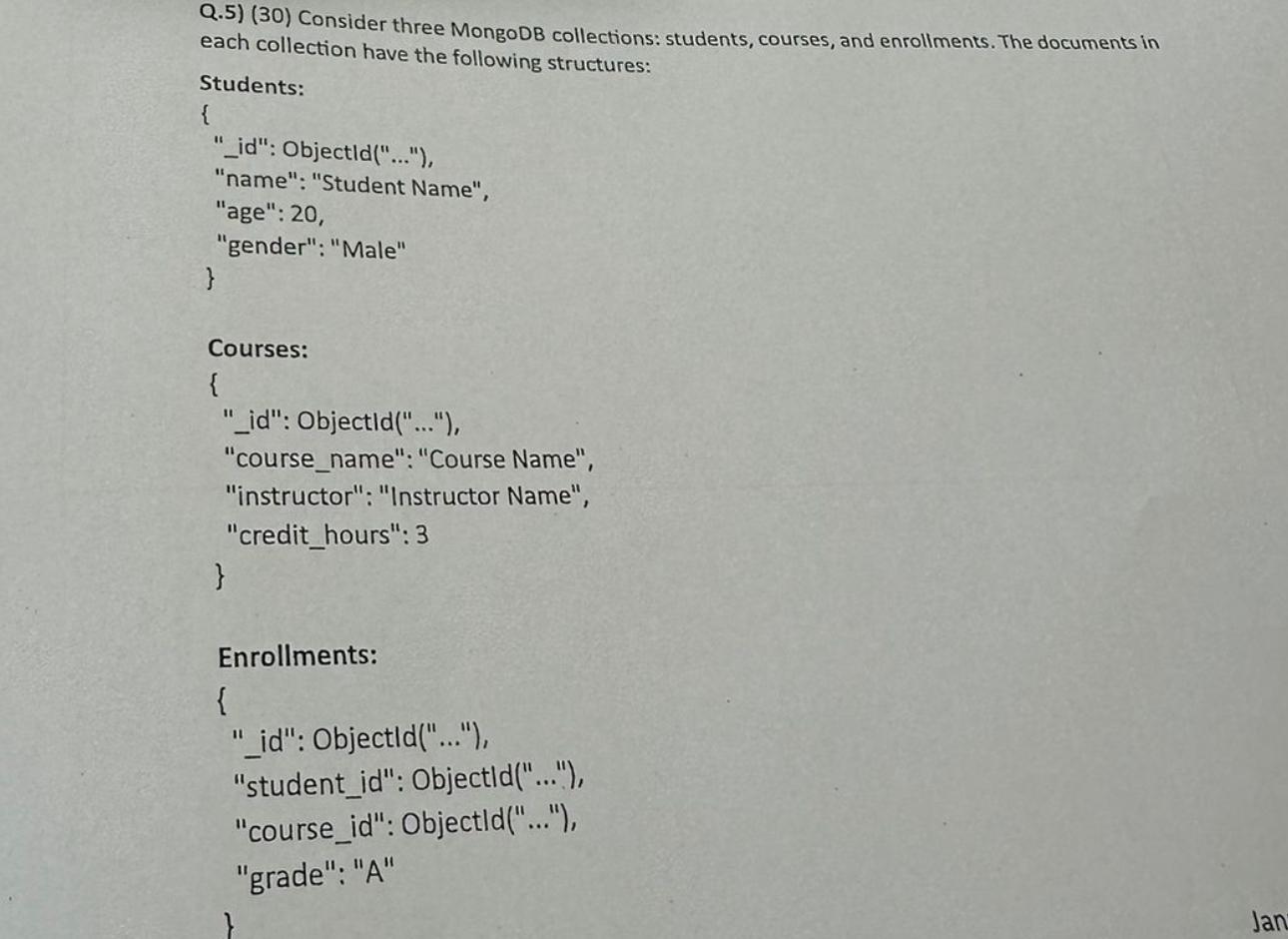 Solved Q 5 30 ﻿consider Three Mongodb Collections