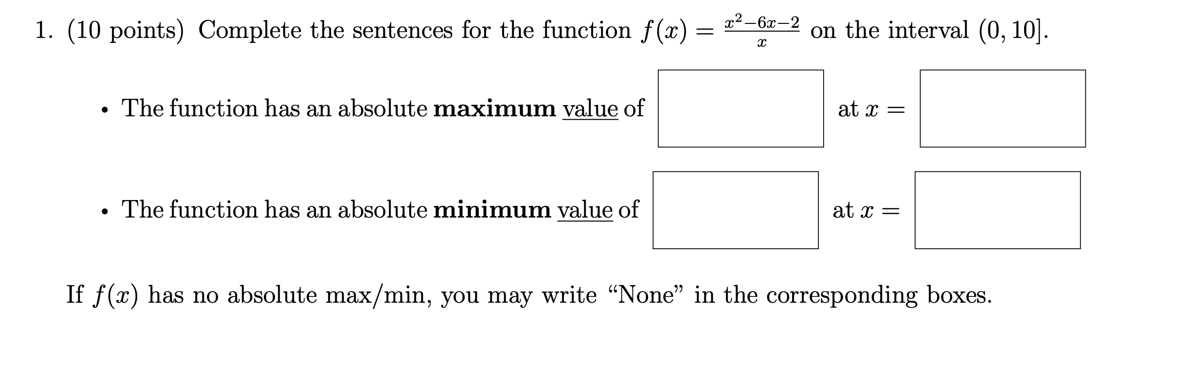 Solved 10 points complete The Sentences For The Function